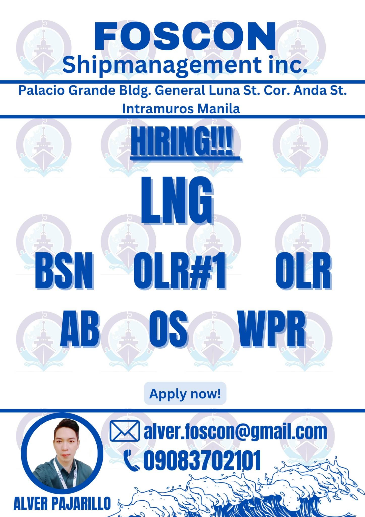 Foscon Shipmanagement CAREERS | Shipping Jobs for LNG Vessel ...