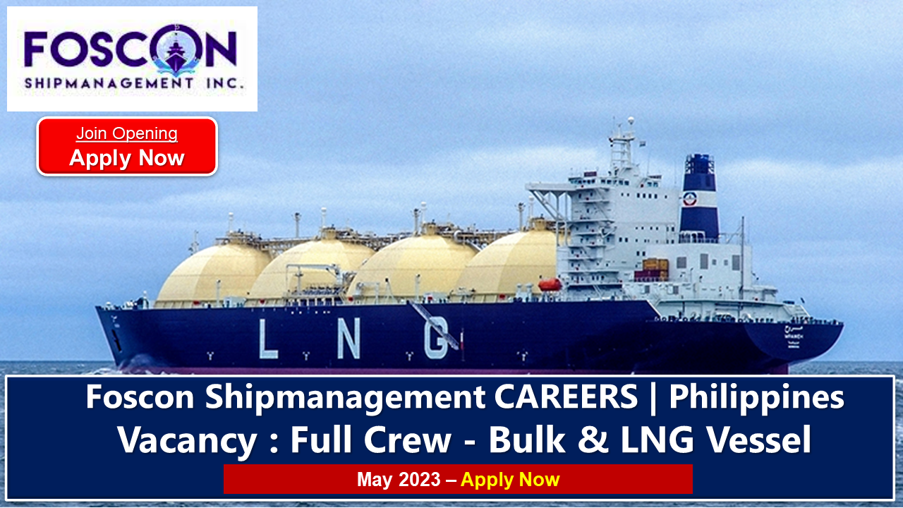 Foscon Shipmanagement CAREERS | Shipping Jobs for LNG Vessel ...