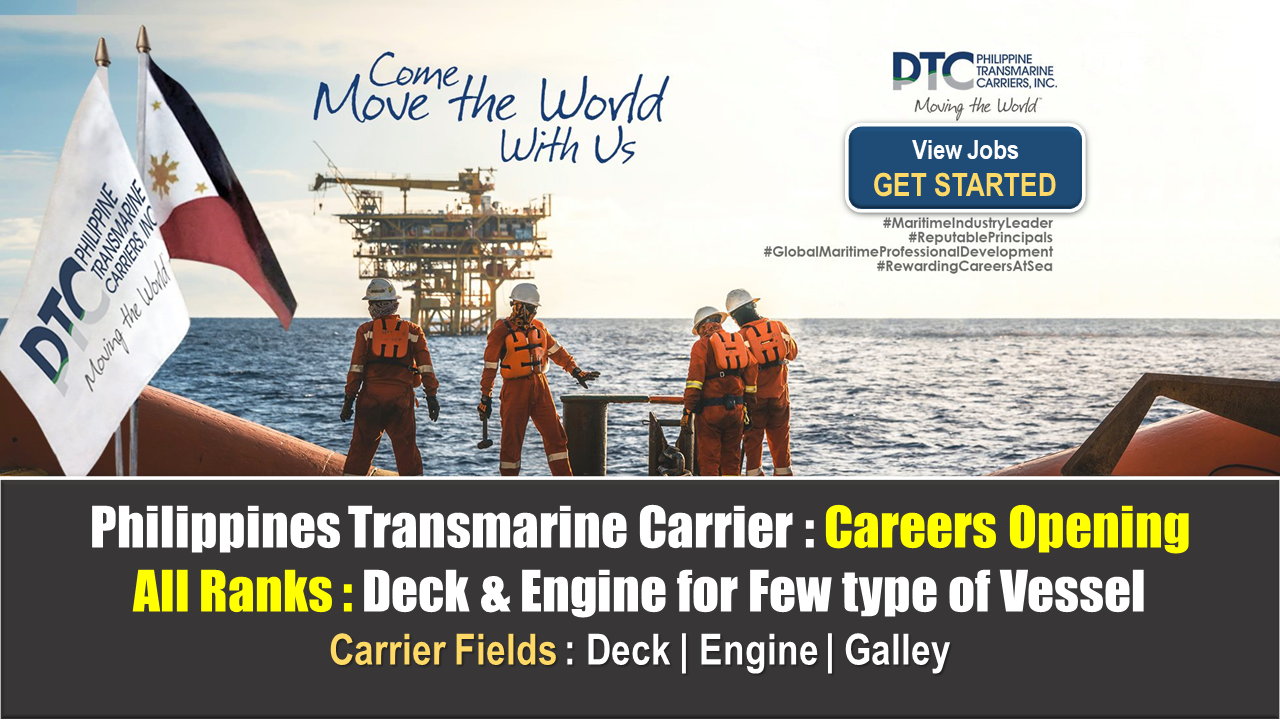 Philippines Transmarine Carrier : Careers Opening | Works at Sea ...